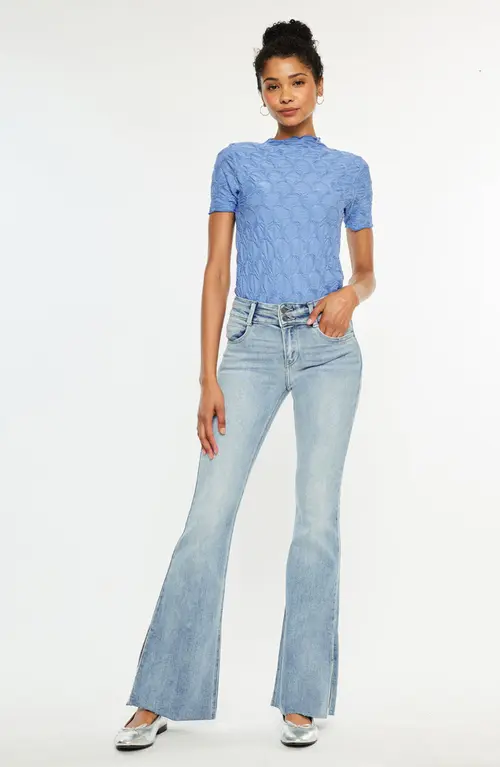 KANCAN Mid Rise Double Waist Band Flare Jeans