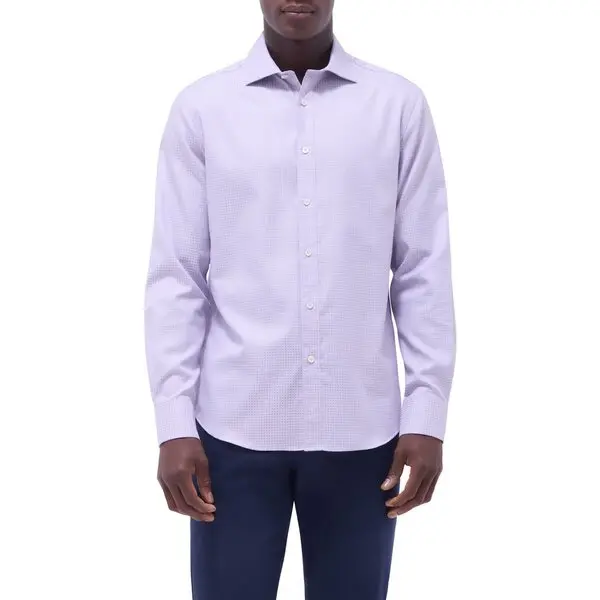Bugatchi Axel Shaped Fit Jacquard Button-up Shirt - Lilac