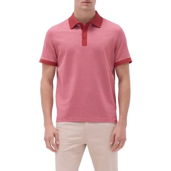 Bugatchi Tipped Cotton Piqué Polo - Brick