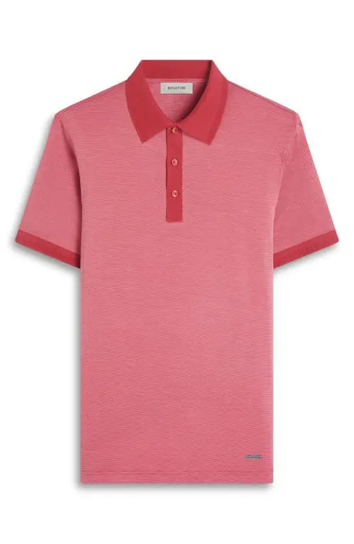 Bugatchi Tipped Cotton Piqué Polo - Brick