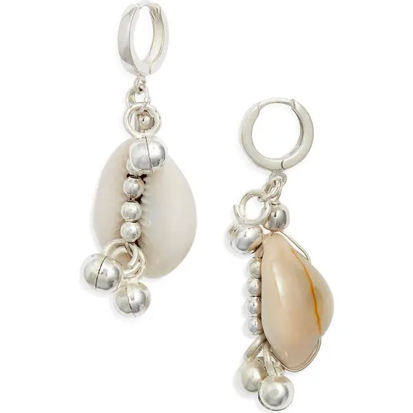 CHILD OF WILD Lakshmi Cowrie Shell Hoop Earrings - Silver