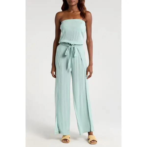 Elan Strapless Jumpsuit - Teal Light