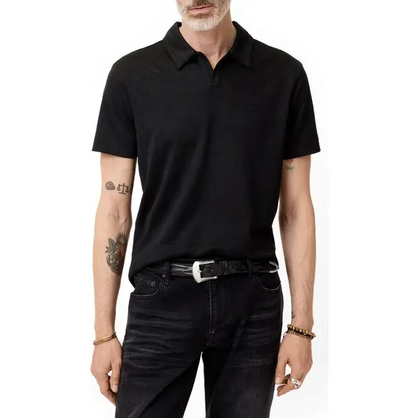 John Varvatos Hague Foliage Jacquard Polo - Black