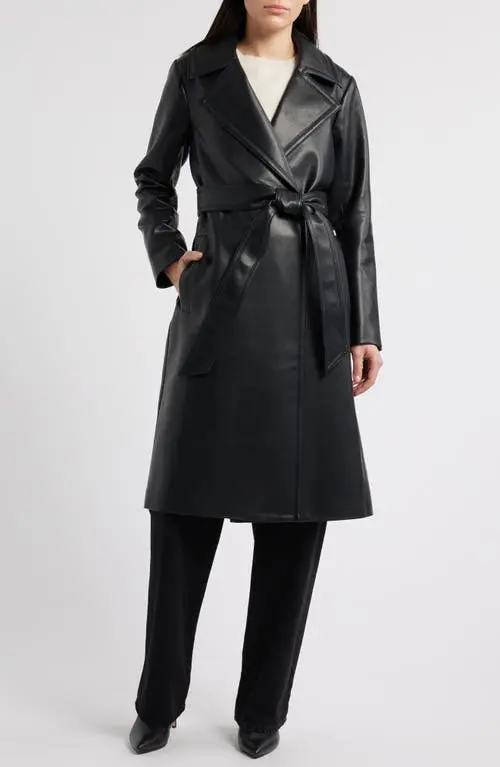 Leather Mk Long Coat Leather Trench Coat Michael Kors [LV]