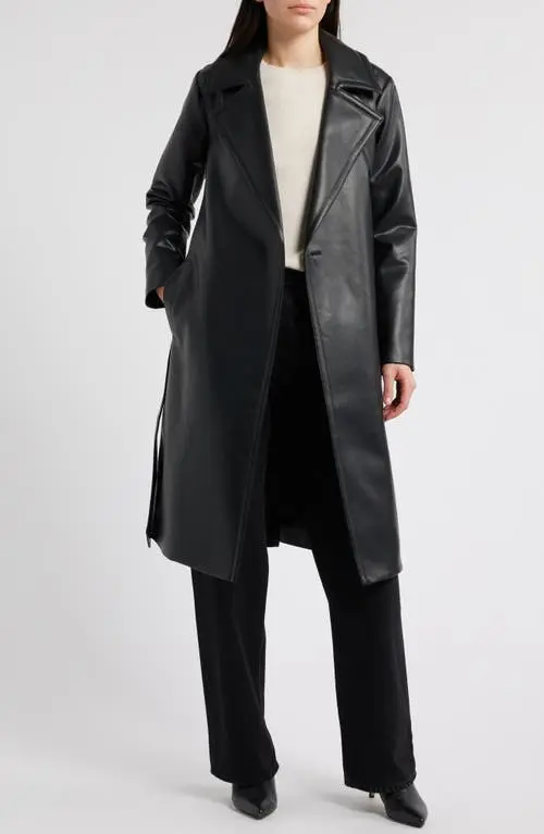 Michael Kors Long Faux Leather Trench Coat