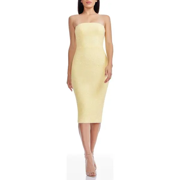 Dress The Population Viviana Sequin Sheath Dress - Pastel Yellow