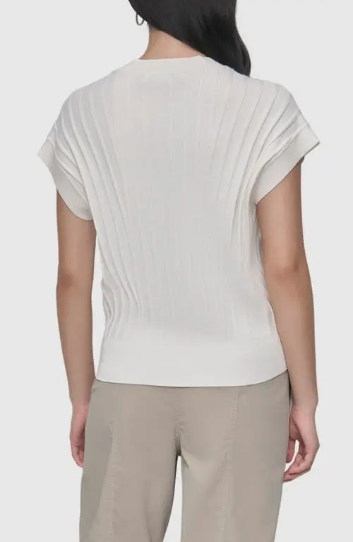 Dkny Ribbed Short Sleeve Sweater