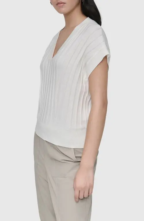 Dkny Ribbed Short Sleeve Sweater