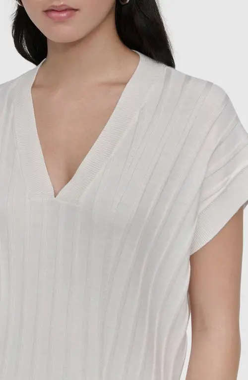 Dkny Ribbed Short Sleeve Sweater
