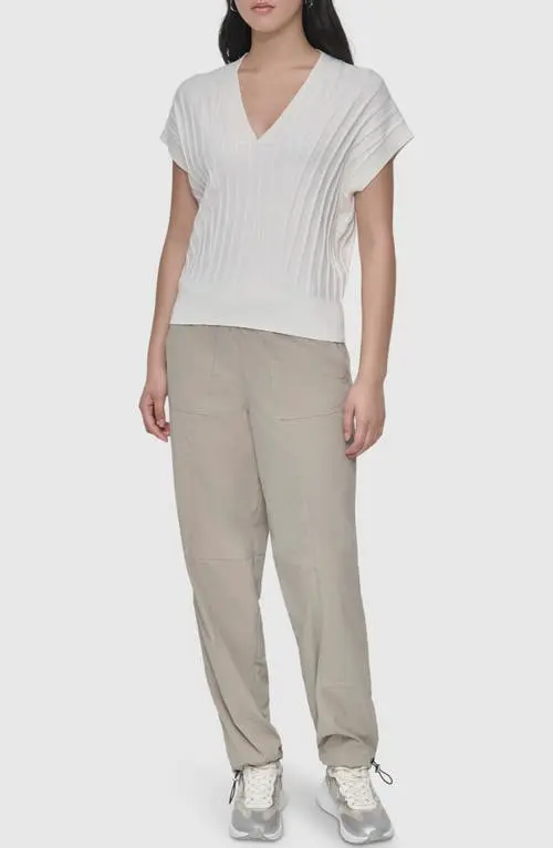Dkny Ribbed Short Sleeve Sweater