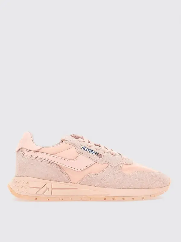 AUTRY Reelwind Nylon And Suede Lace-up Sneakers With Serrated Sole - Pink