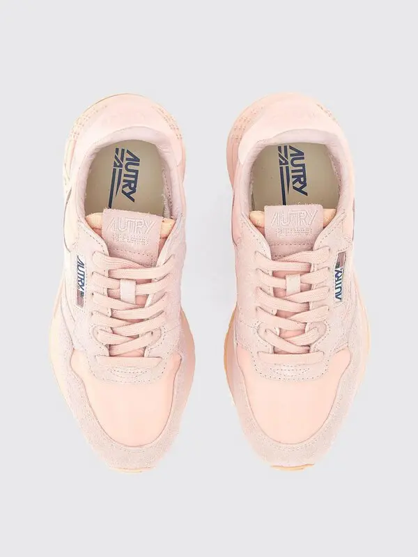 AUTRY Reelwind Nylon And Suede Lace-up Sneakers With Serrated Sole - Pink