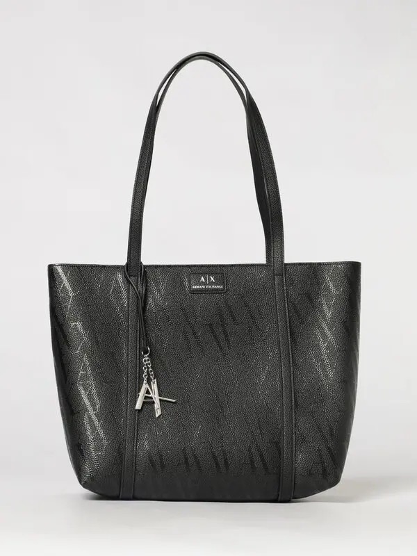 Armani Exchange Monogram Shopper Tote - Black