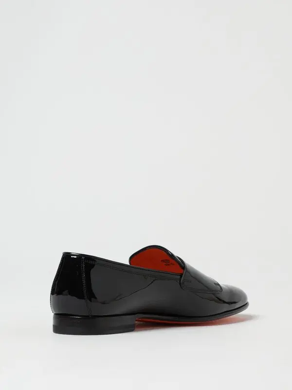 Santoni Patent Leather Monk Strap Shoes - Black