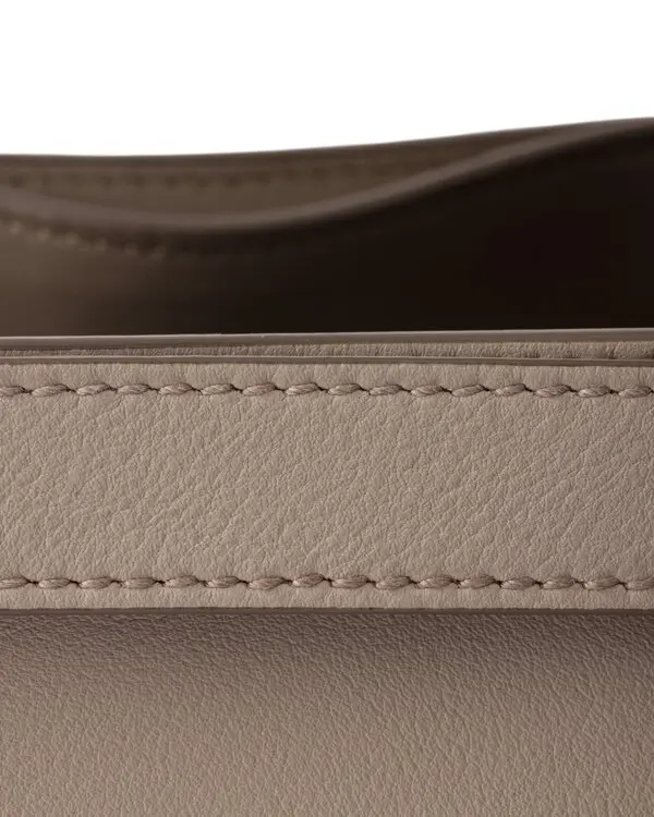 Prada Small Leather Handbag With Double Belt And Buckles - Grey