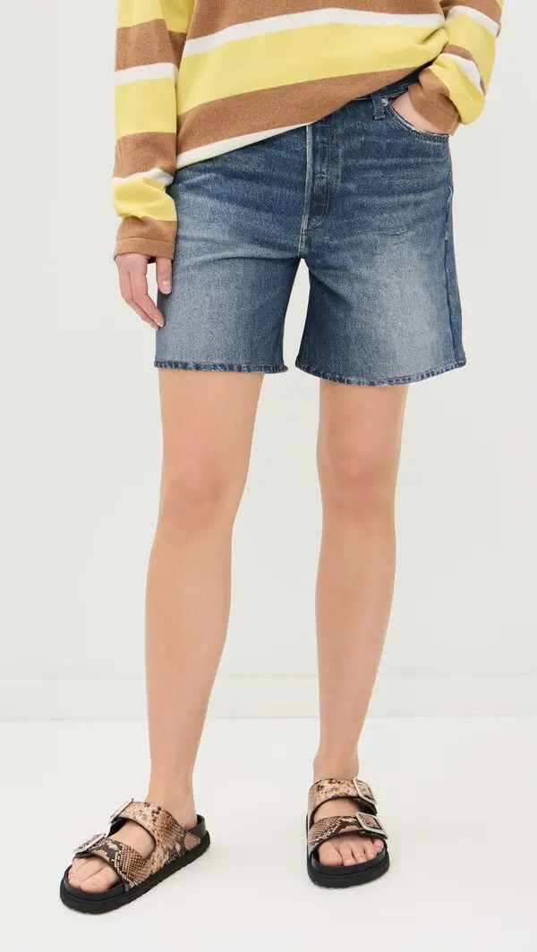 Rag & Bone Miramar Kaia Denim Print Terry Shorts - Cosmos