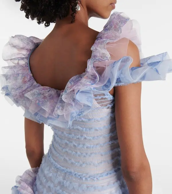 SUSAN FANG Printed Smocked Minidress
