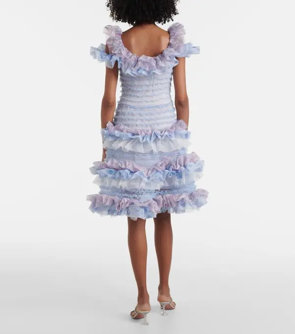 SUSAN FANG Printed Smocked Minidress