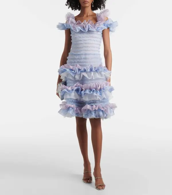 SUSAN FANG Printed Smocked Minidress