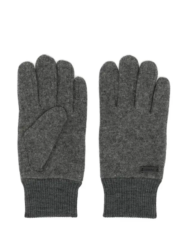 Hugo Boss Gloves With Logo Plaque - Grey