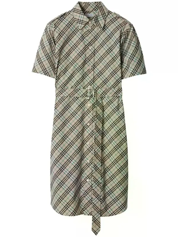 Burberry Check Cotton Shirt Dress - Neutrals