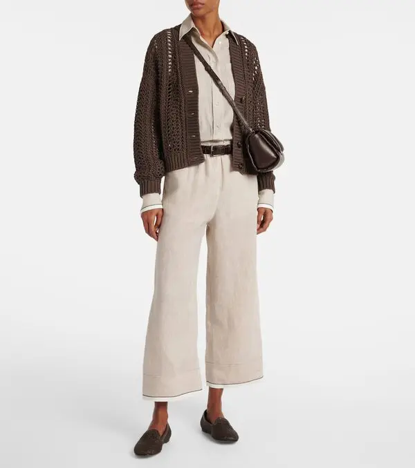 Brunello Cucinelli Cropped Wide-leg Linen Pants