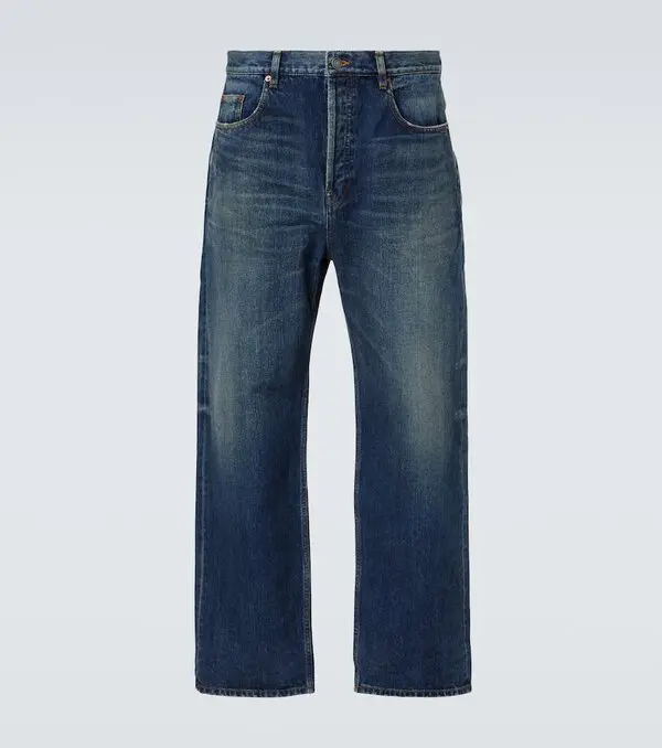 Saint Laurent Faded High-rise Straight Jeans - Blue