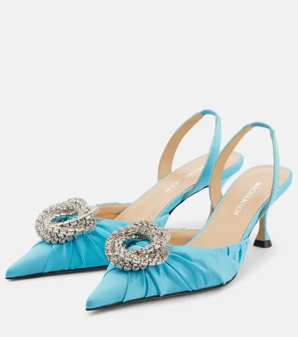 Mach & Mach Galaxy 65 Satin Slingback Pumps - Blue