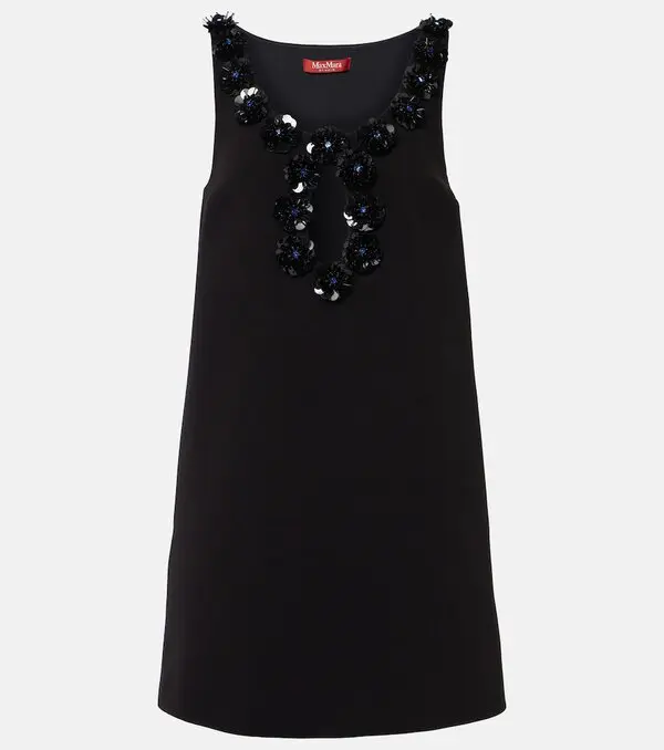 Max Mara Delis Sequined Cutout Crêpe Minidress - Black