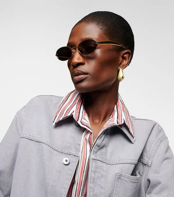 Bottega Veneta Sardine Oval Sunglasses - Gold