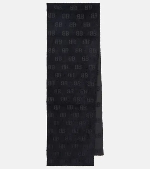 Balenciaga Bb Wool-blend Scarf - Black