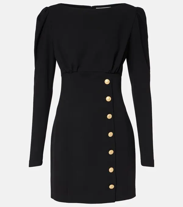 Alessandra Rich Wool-blend Crêpe Minidress - Black