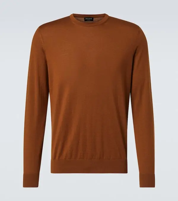 Zegna Cashmere And Silk Crewneck Sweater - Brown