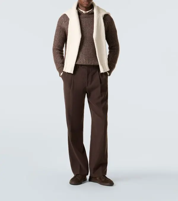 Zegna Cashmere And Silk Crewneck Sweater - Brown