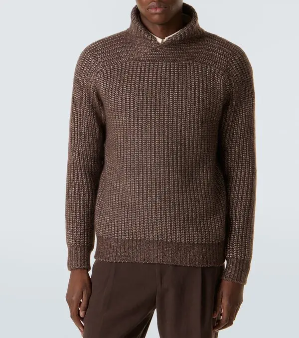 Zegna Cashmere And Silk Crewneck Sweater - Brown