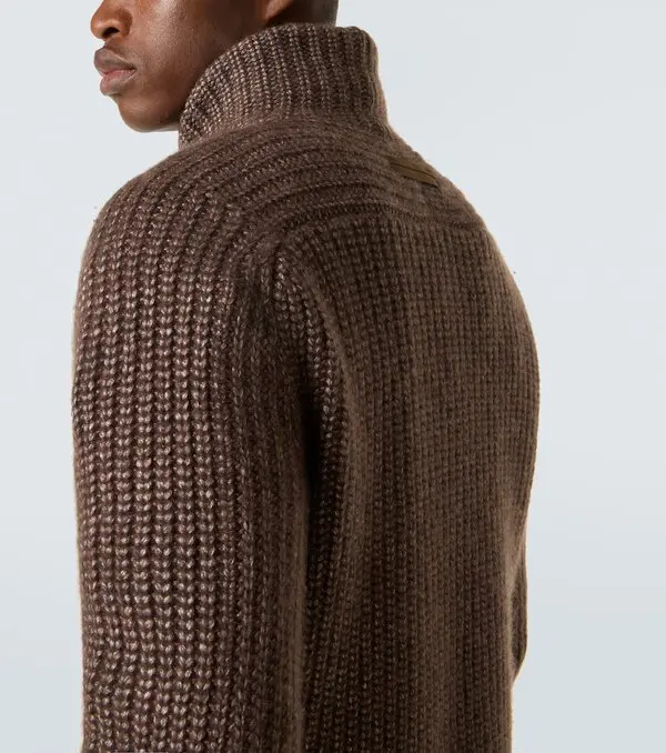 Zegna Cashmere And Silk Crewneck Sweater - Brown