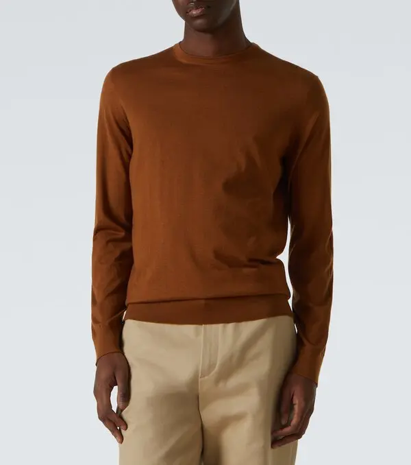 Zegna Cashmere And Silk Crewneck Sweater - Brown