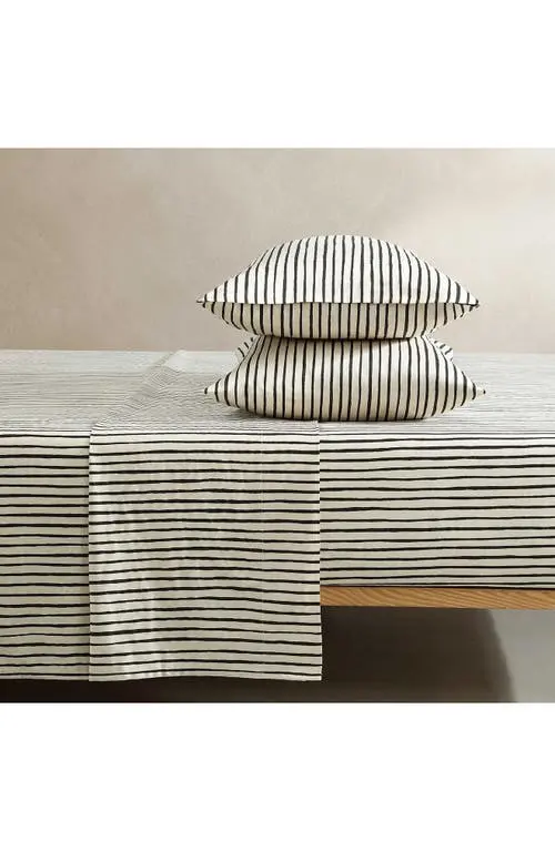 Marimekko Piccolo Stripe Cotton Sateen Sheet Set - Open Charcoal