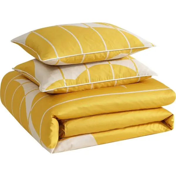 Marimekko Vesi Unikko Organic Cotton Duvet Cover & Sham Set - Open Medium Yellow