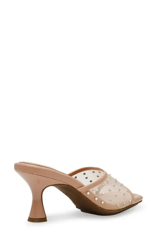 Anne Klein Julie Rhinestone Embellished Slide Sandals - Blush Crystal