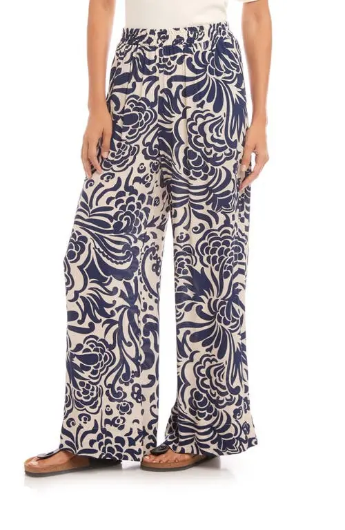 Karen Kane Paisley Print Wide Leg Pants
