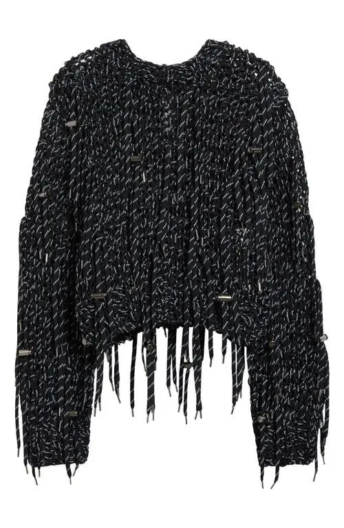 Sacai Shoelace Knit Pullover In Black - 40% Off | Editorialist