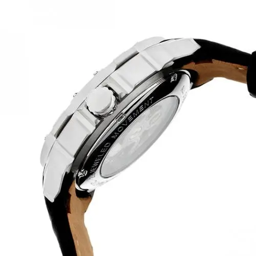 HERITOR AUTOMATIC Conrad Skeleton Leather-band Strap Watch - Silver