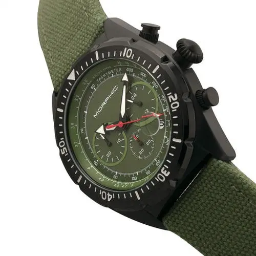 MORPHIC Chronograph Leather-band Watch With Date
