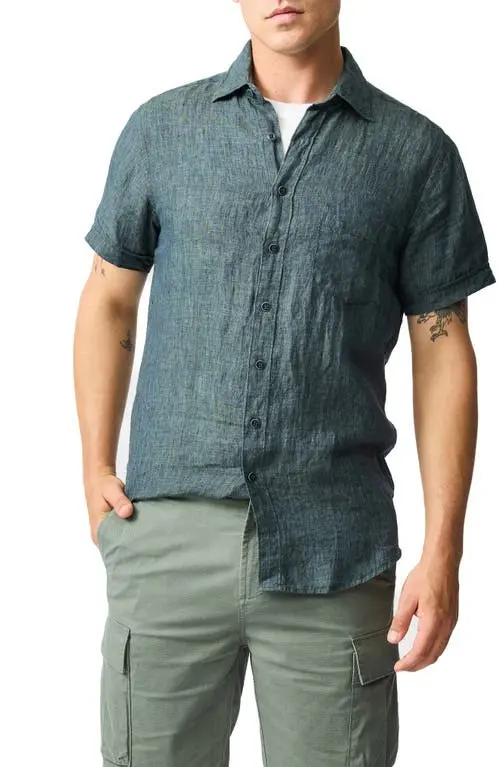 Rodd & Gunn Palm Beach Sports Fit Short Sleeve Linen Button-up Shirt - Ash