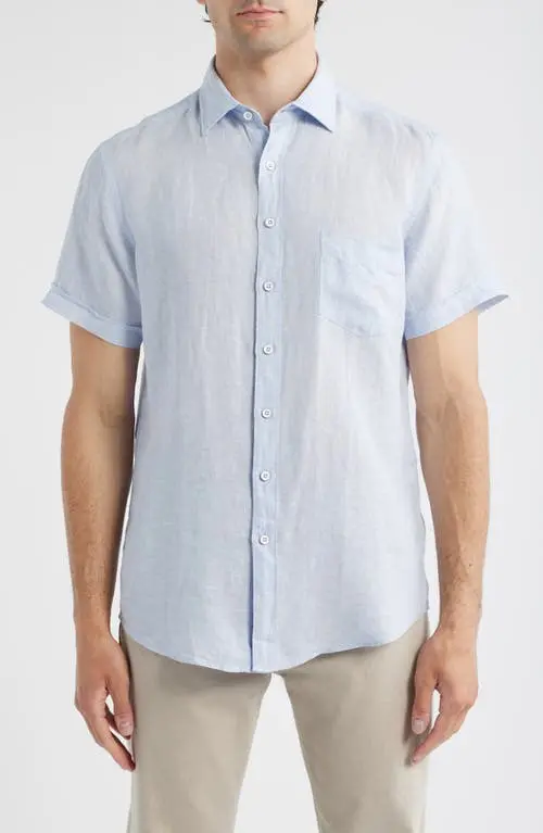 Rodd & Gunn Palm Beach Sports Fit Short Sleeve Linen Button-up Shirt - Iris