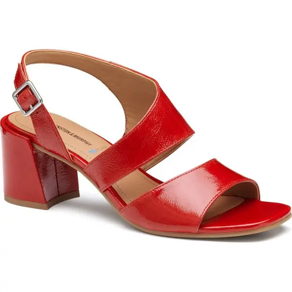 Johnston & Murphy Everly Asymmetric Slingback Sandal - Red Italian Crinkled