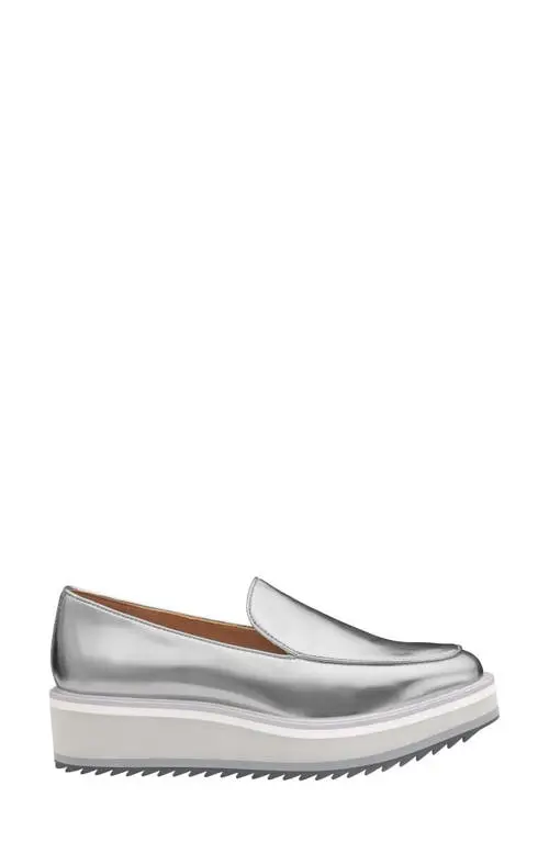 Johnston & Murphy Gracelyn Platform Loafer - Silver Italian Metallic
