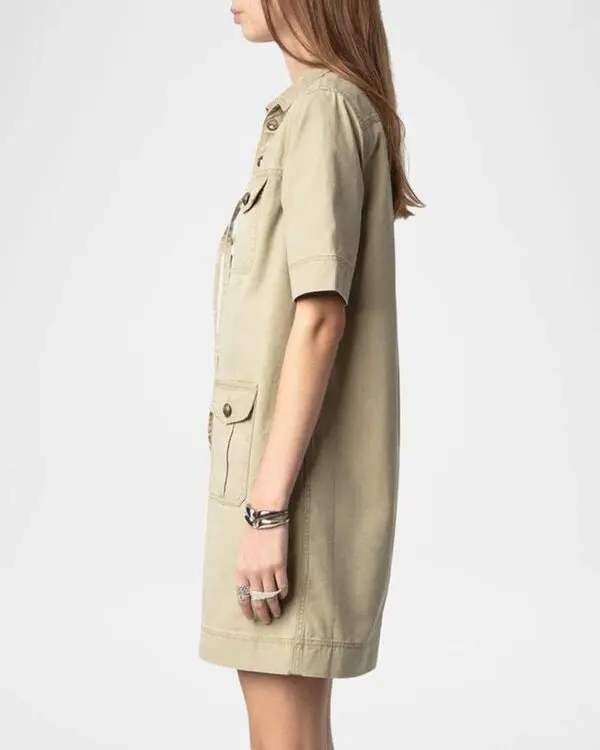 Zadig&Voltaire Record Lace-up Mini Dress - Latte