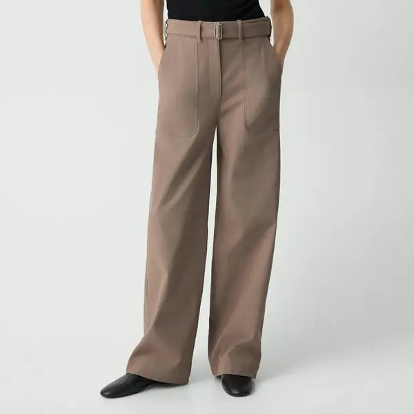 Theory Utility Wide-leg Pant 31 In Neoteric Twill - Walnut